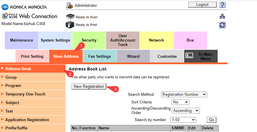 Konica Minolta Add/Delete Users from Address Book