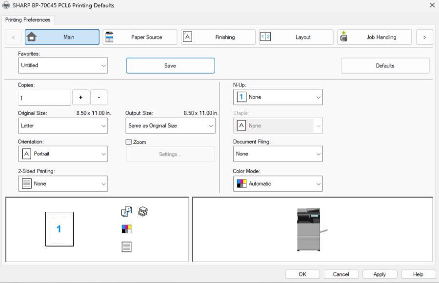 How to set Sharp print defaults for Windows | Novatech