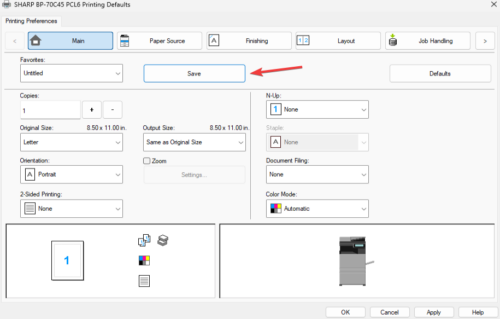 How to set Sharp print defaults for Windows | Novatech